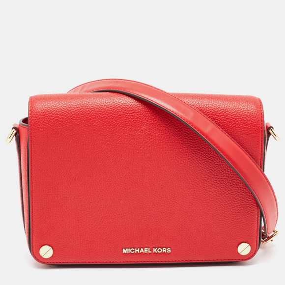 Michael Kors | Bags | Michael Kors Red Leather Large Jet Set Crossbody ...
